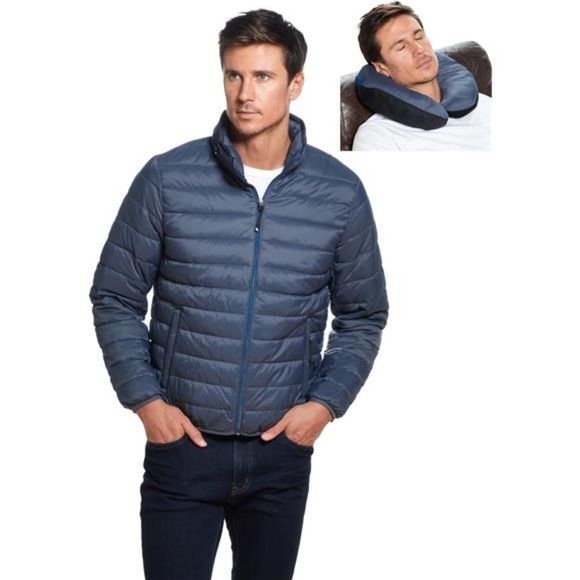 Jackets & Coats | Mens Puffer Jackets Packable Travel Neck Pillow ...